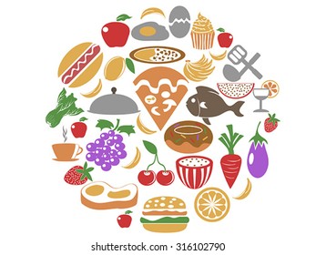 Food Circle Set Stock Vector (Royalty Free) 316102790 | Shutterstock