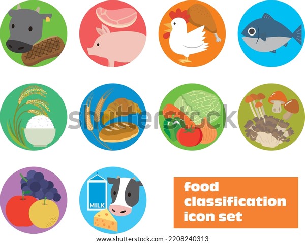 Food Classification Icon Illustration Set Stock Vector (Royalty Free ...