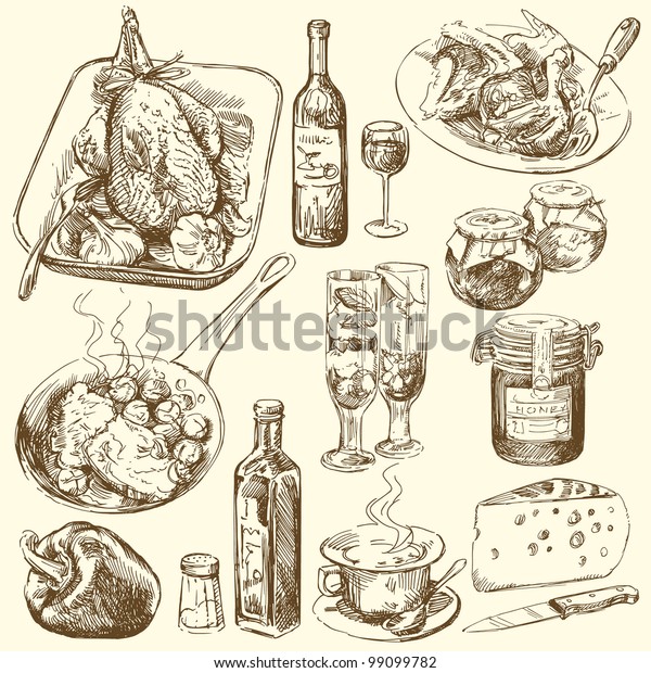 Food Collection Stock Vector (Royalty Free) 99099782 | Shutterstock