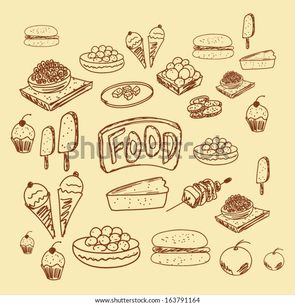 Food Doodle Stock Vector (Royalty Free) 163791164 | Shutterstock