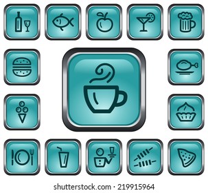 Food Drink Button Set Stock Vector (Royalty Free) 219915964 | Shutterstock