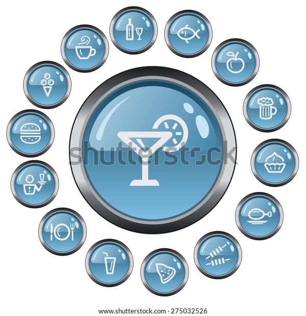 Food Drink Button Set Stock Vector (Royalty Free) 275032526