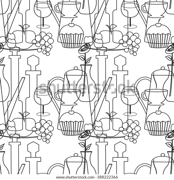Food Drink Pattern Vector Illustration Stock Vector (Royalty Free ...