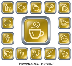 Food Drinks Button Set Stock Vector (Royalty Free) 119101897 | Shutterstock