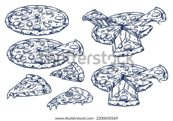 Food Engraving Hand Drawing Set Four Stock Vector (Royalty Free ...