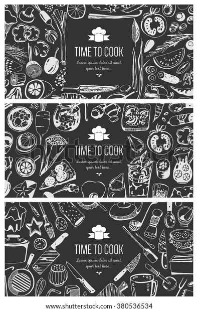 Food Flyer Set Kitchen Tools Vegetables Stock Vector (Royalty Free ...