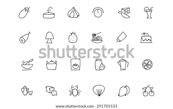 Food Hand Drawn Outline Vector Icons Stock Vector (Royalty Free ...