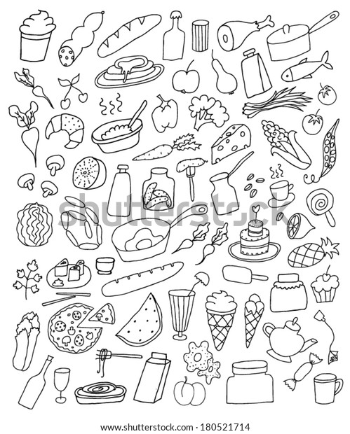 Food Hand Drawn Set Stock Vector (Royalty Free) 180521714