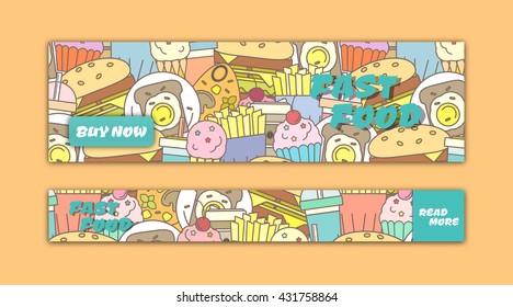 Food Horizontal Banner Templates Vector Illustration Stock Vector ...