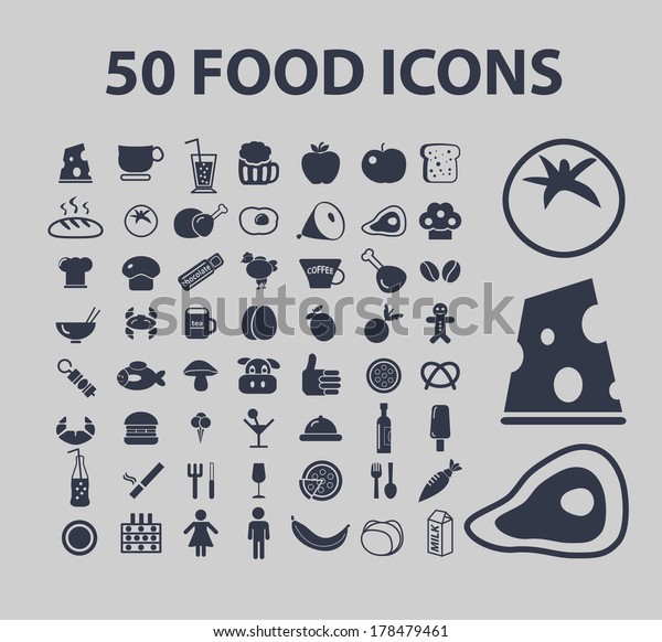 Food Icons Big Set Vector Stock Vector (Royalty Free) 178479461 ...