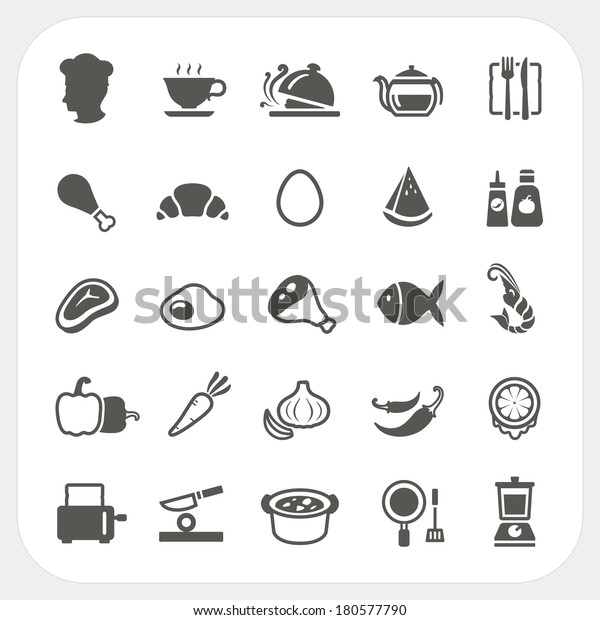 Food Icons Set Stock Vector (Royalty Free) 180577790 | Shutterstock