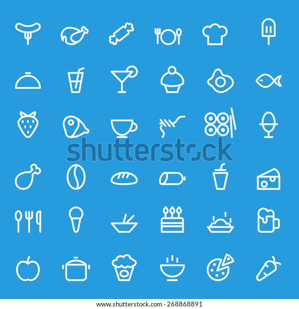 Food Icons Simple Thin Line Design Stock Vector (Royalty Free) 268868891