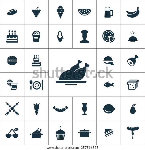 Food Icons Vector Set Stock Vector (Royalty Free) 357516395