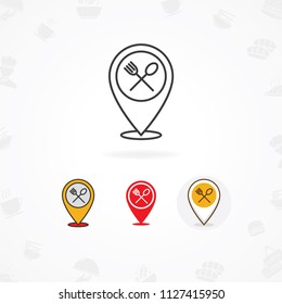 Food Location Icon Food Point Icon Stock Vector (Royalty Free) 1127415950