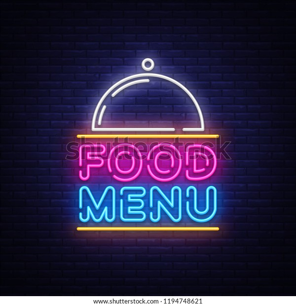 Food Menu Neon Sign Vector Restaurant Stock Vector (Royalty Free ...