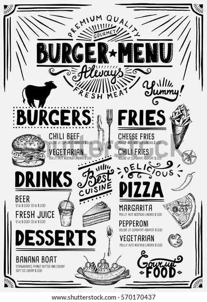 Mad menu til restaurant og cafe. Stock-vektor (royaltyfri) 570170437
