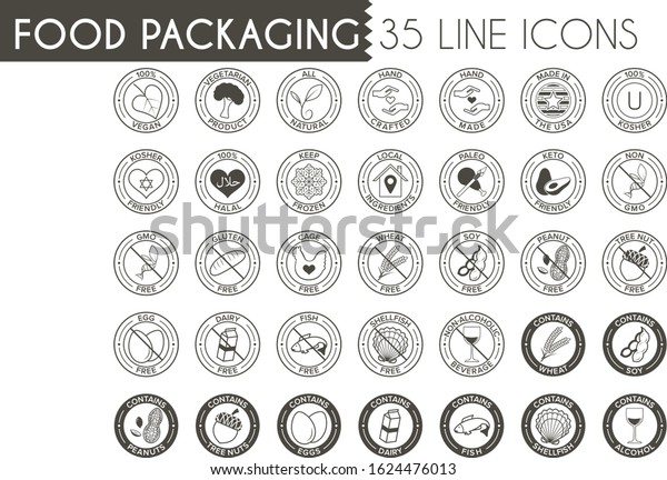 Food Packaging Line Icon Set Stock Vector (Royalty Free) 1624476013 ...
