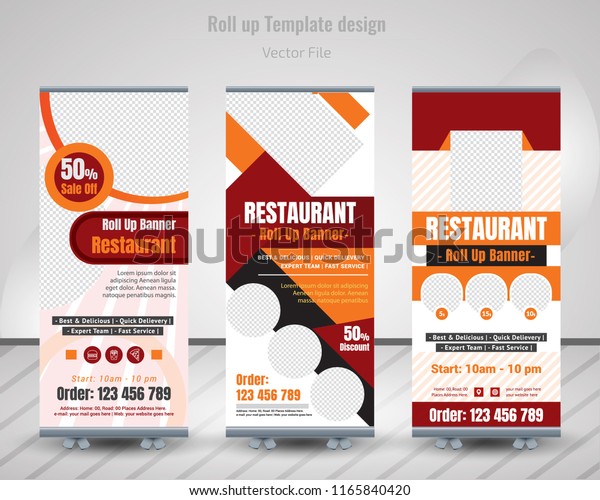 Food Restaurant Roll Design Set Standee Stock Vector (Royalty Free ...