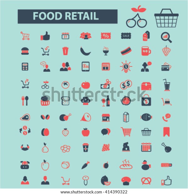 Food Retail Icons Stock Vector (Royalty Free) 414390322 | Shutterstock