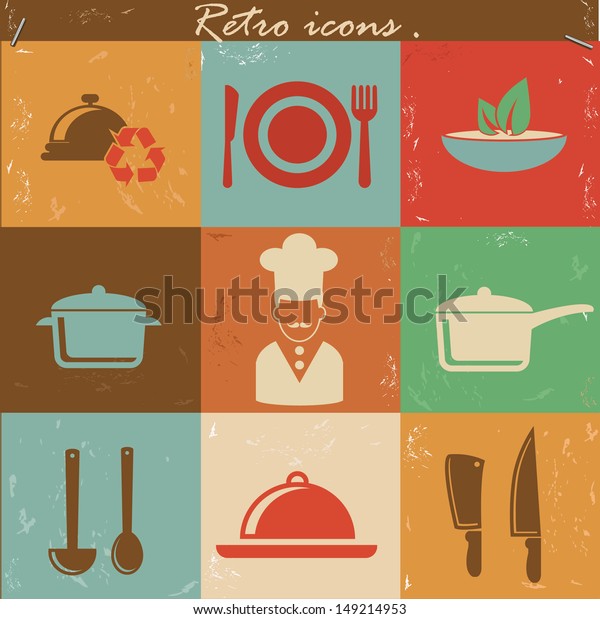 Food Retro Iconsvector Stock Vector (Royalty Free) 149214953 | Shutterstock