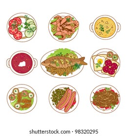 Set Bitmap Pied Doodle Food Icons 스톡 일러스트 244098949 | Shutterstock