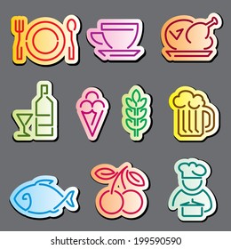 Food Set Vector Labels Icons Lines Stock Vector (Royalty Free ...