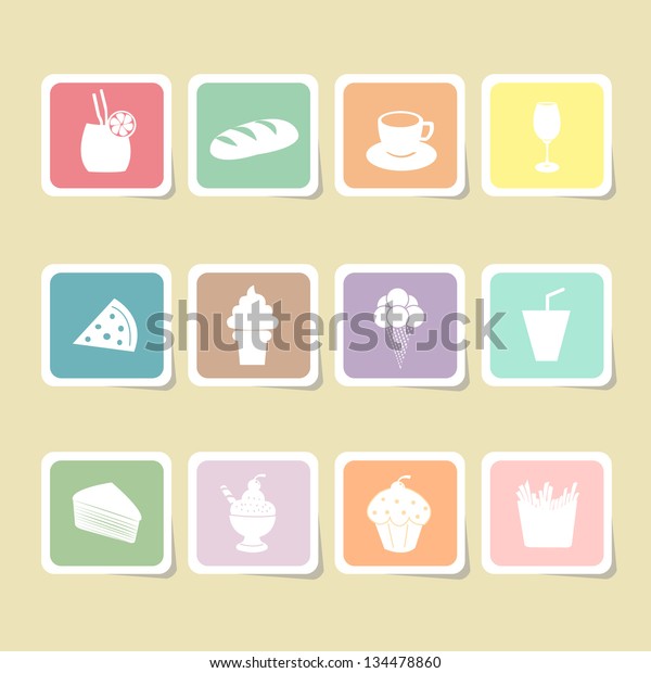 Food Sticker Icon Set Stock Vector (Royalty Free) 134478860 | Shutterstock