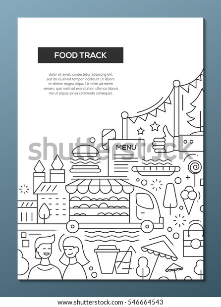 Food Track Vector Simple Line Design Stock Vector (Royalty Free ...