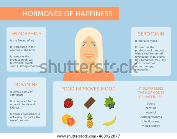 Food Which Improves Mood Hormones Joy Stock Vector (Royalty Free) 488922877