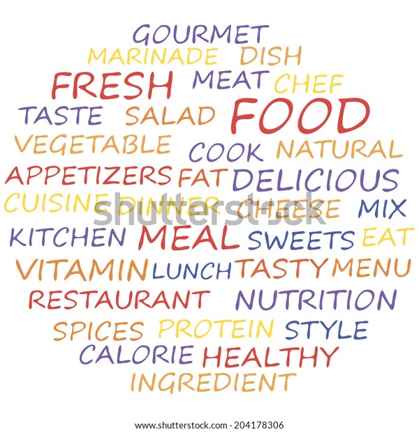 Food Word Cloud Word Collage Concept 库存矢量图（免版税）204178306 | Shutterstock