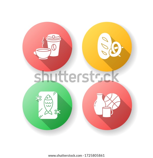 Foods Goods Flat Design Long Shadow Stock Vector (Royalty Free ...