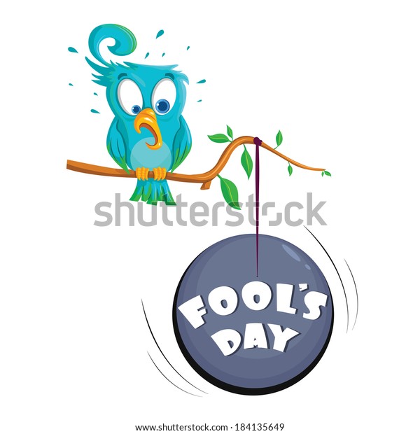 Fools Day Illustration Concept Bird Sitting Stock Vector (Royalty Free ...