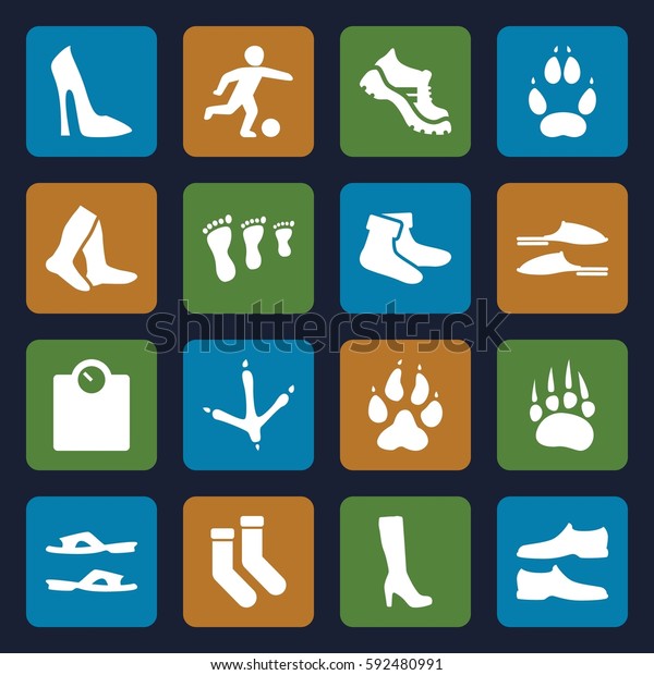 Foot Icons Set Set 16 Foot Stock Vector (Royalty Free) 592480991