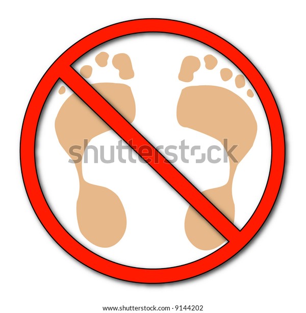 Foot Prints Not Allowed Symbol On Stock Vector (Royalty Free) 9144202