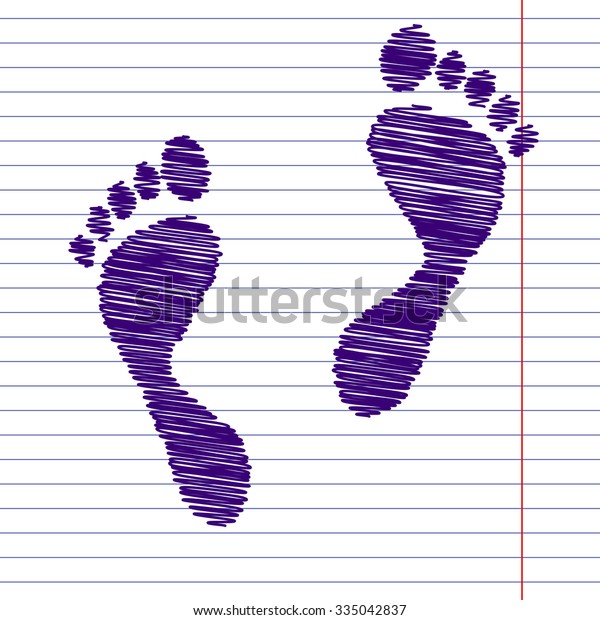 Foot Prints Vector Illustration Pen School: เวกเตอร์สต็อก (ปลอดค่า ...