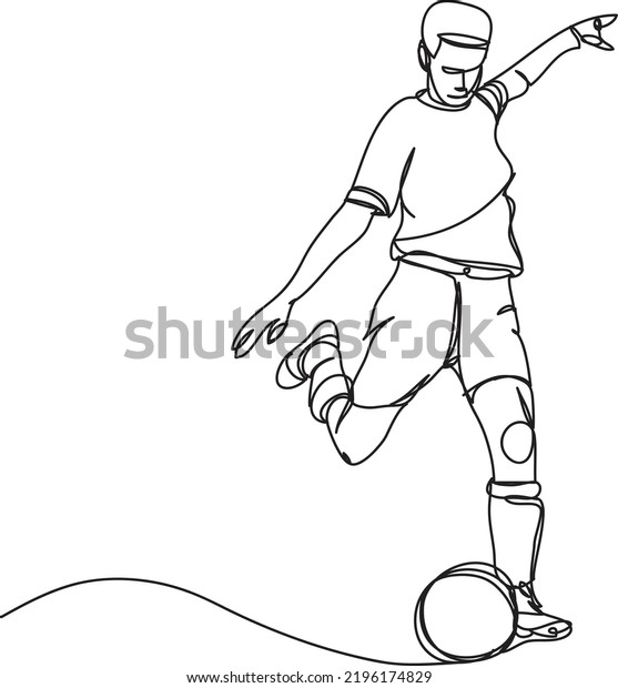 Football Player Line Drawing Vector Illustration Stock Vector (Royalty ...