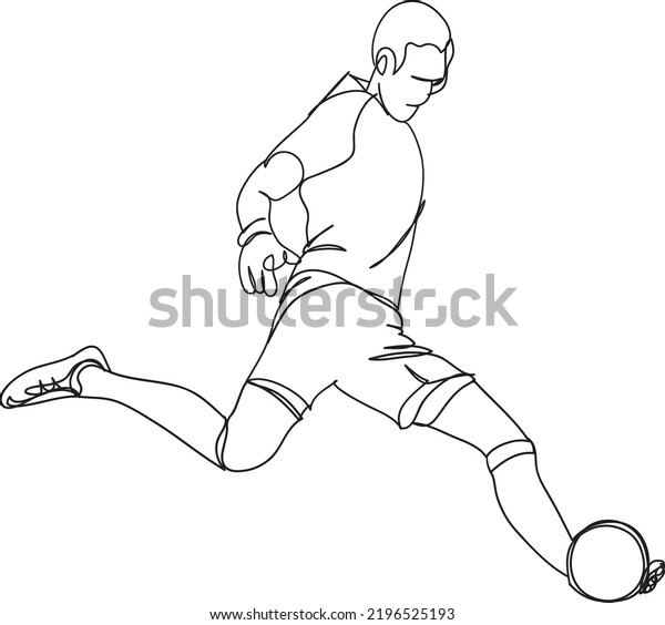 Football Player Line Drawing Vector Illustration Stock Vector (Royalty ...