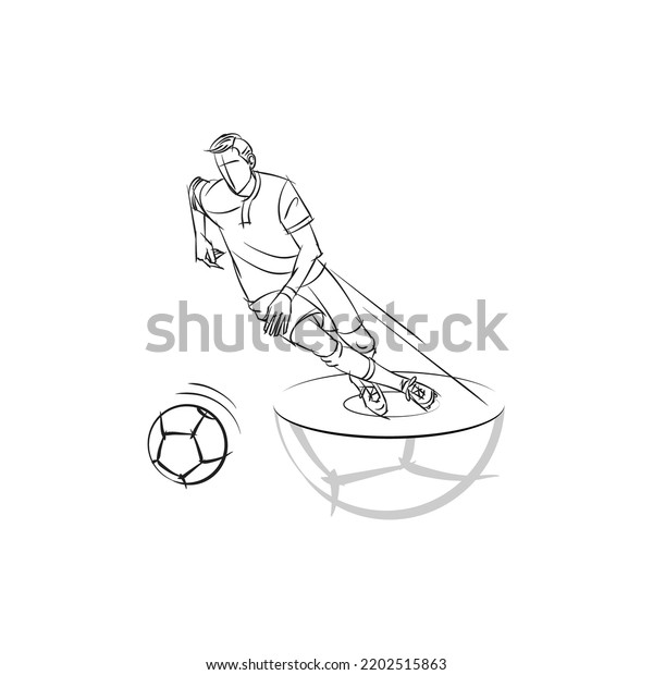 Football Playing Vector Line Drawing Illustration Stock Vector (Royalty ...