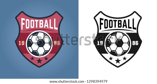 Football shield vector two styles emblem, badge, label or logo isolated ...