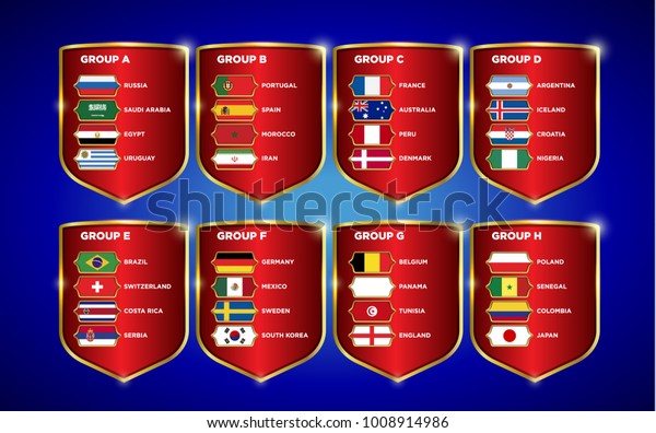 VM i fodbold grupper. Vector landStock-vektor (royaltyfri) 1008914986