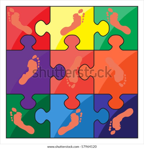 Footprint Color Vector Puzzle Stock Vector (Royalty Free) 57964120