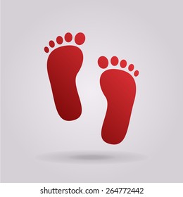 Cartoon Human Foot Print Orange Color Stock Vector (Royalty Free ...