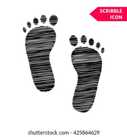 Sketched Human Footprints Stylized Scratched Footstep Stock Vector ...