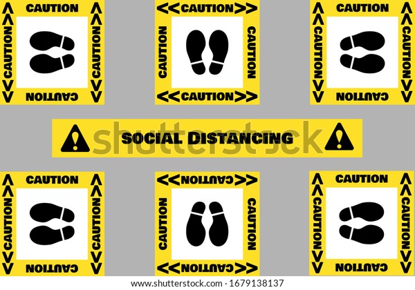 Footprint Stencil Sign Yellow Frame Caution Stock Vector (Royalty Free ...