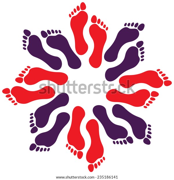 Footprints Circle Illustration Stock Vector (Royalty Free) 235186141