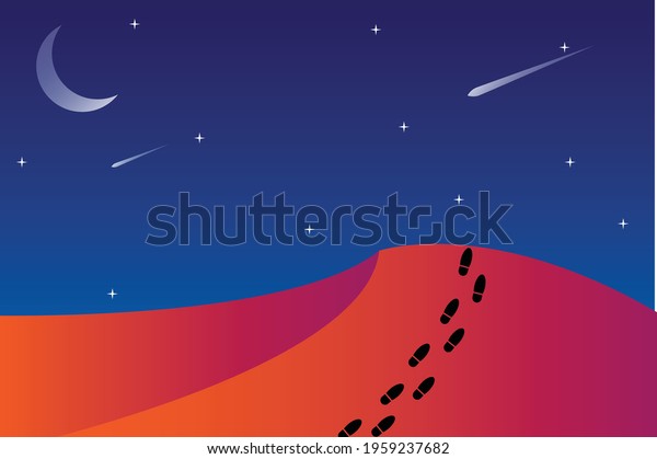 Footprints Crossing Desert Night Stock Vector (Royalty Free) 1959237682 ...