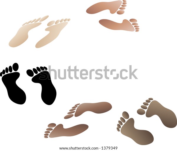 Footprints Different Skin Tones Orientations Stock Vector (Royalty Free ...