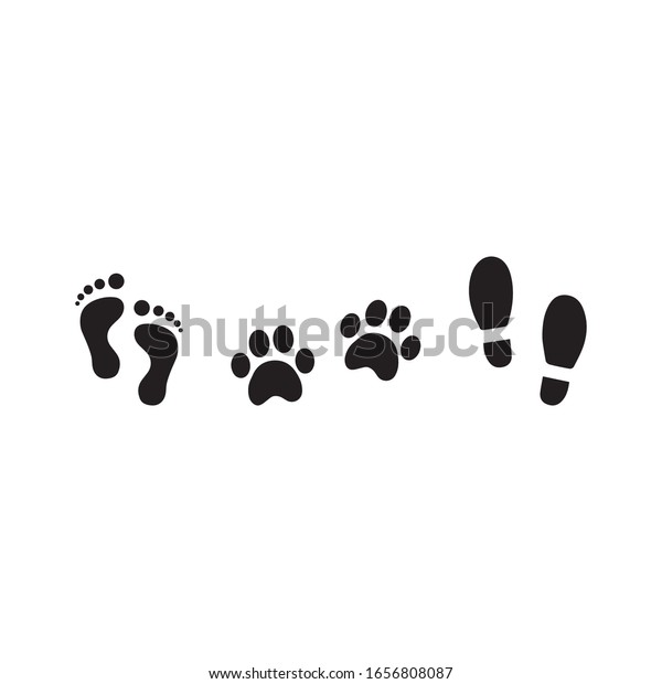 Footprints Icon Set On White Background: เวกเตอร์สต็อก (ปลอดค่า ...