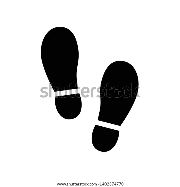 footstep icon, step walk footprint mark vector, shoes human flat black ...