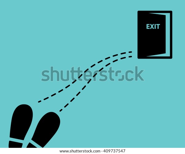 Footsteps Dotted Line Exit Door Flat Stock Vector (Royalty Free ...